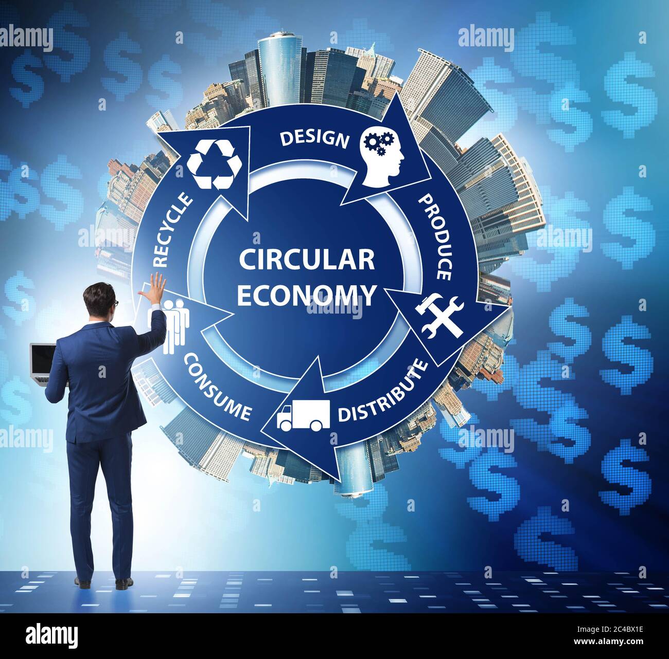 The concept of circular economy with businessman Stock Photo - Alamy