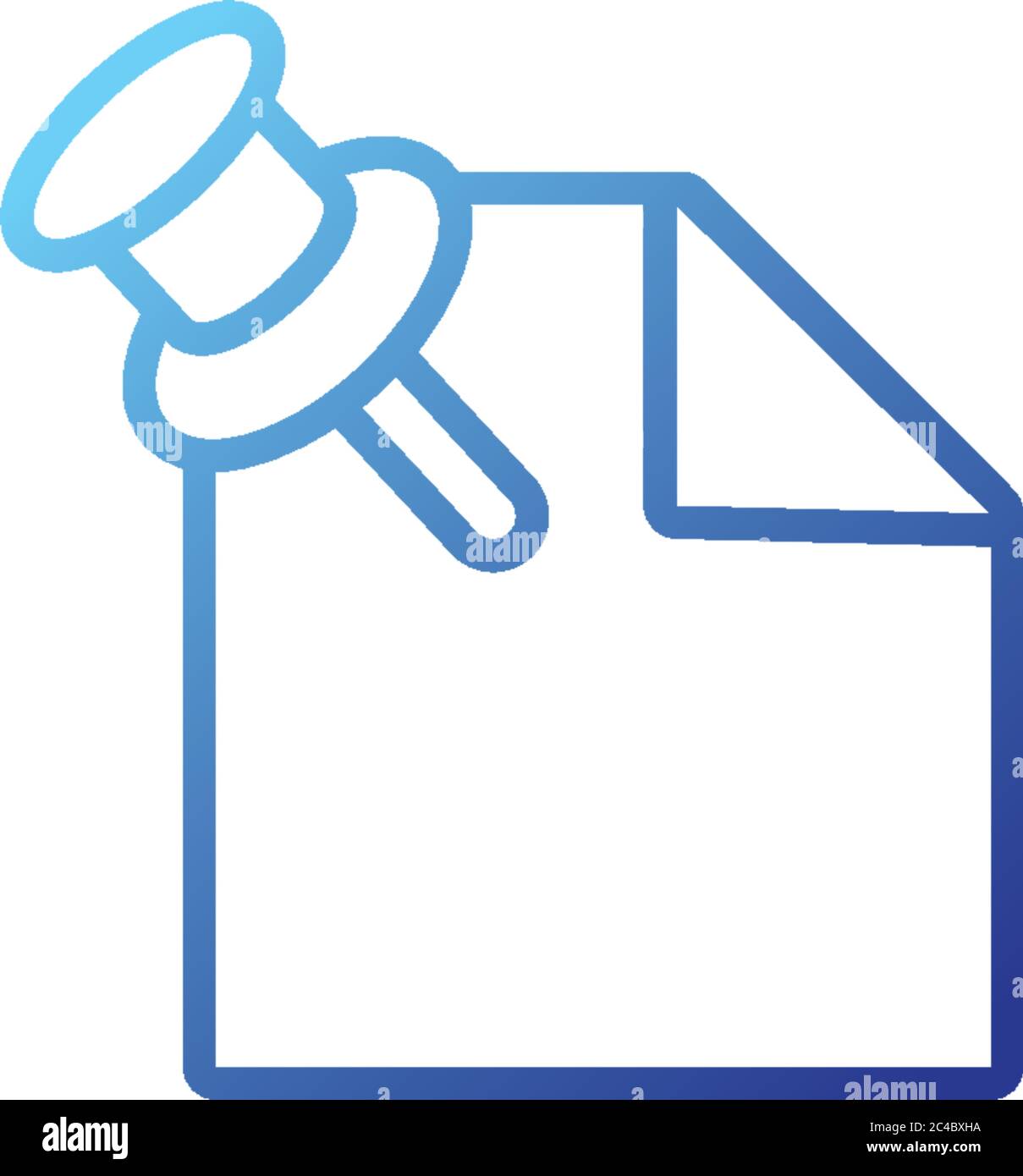 paper document with attach pin gradient style icon vector illustration ...
