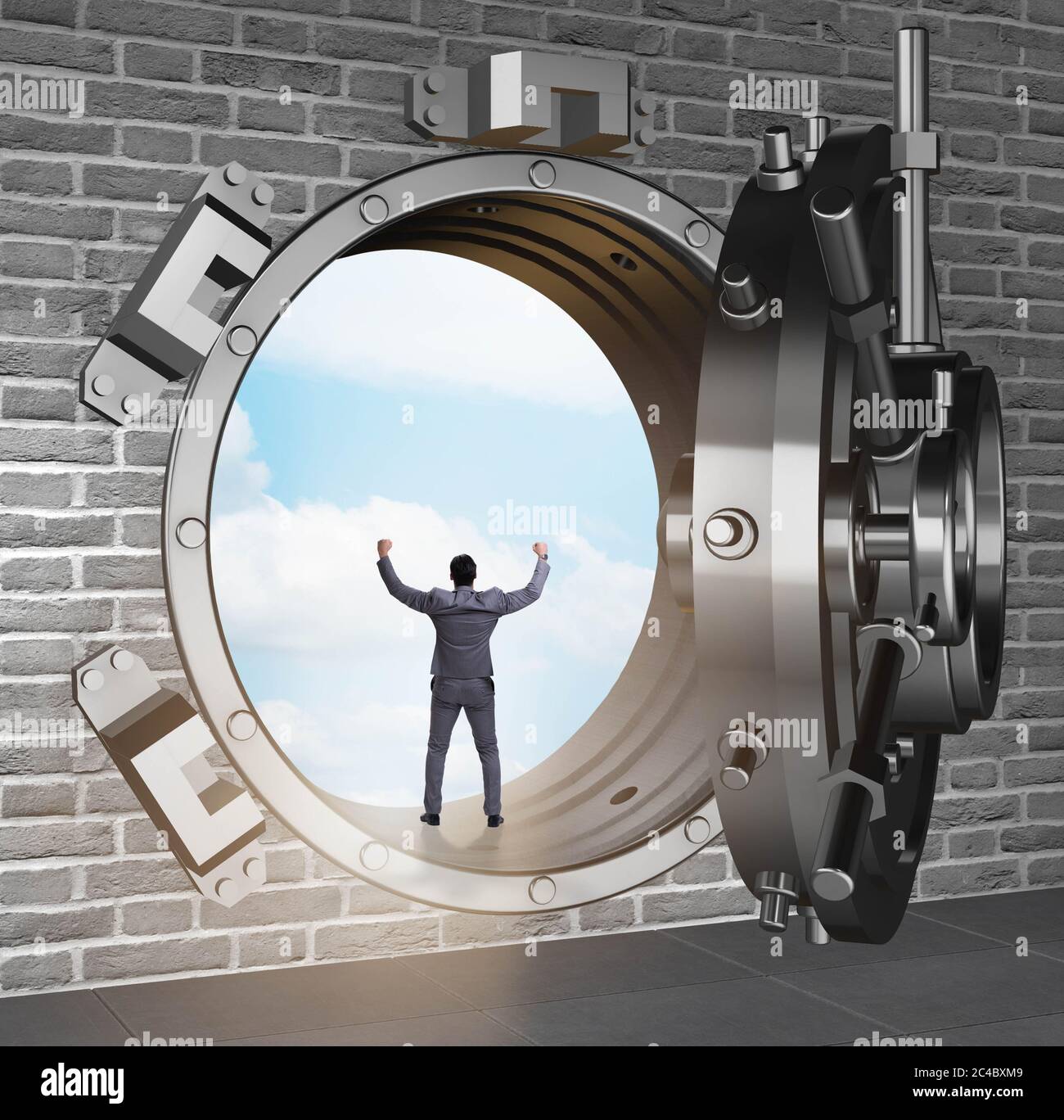 The businessman in banking concept with vault door Stock Photo - Alamy