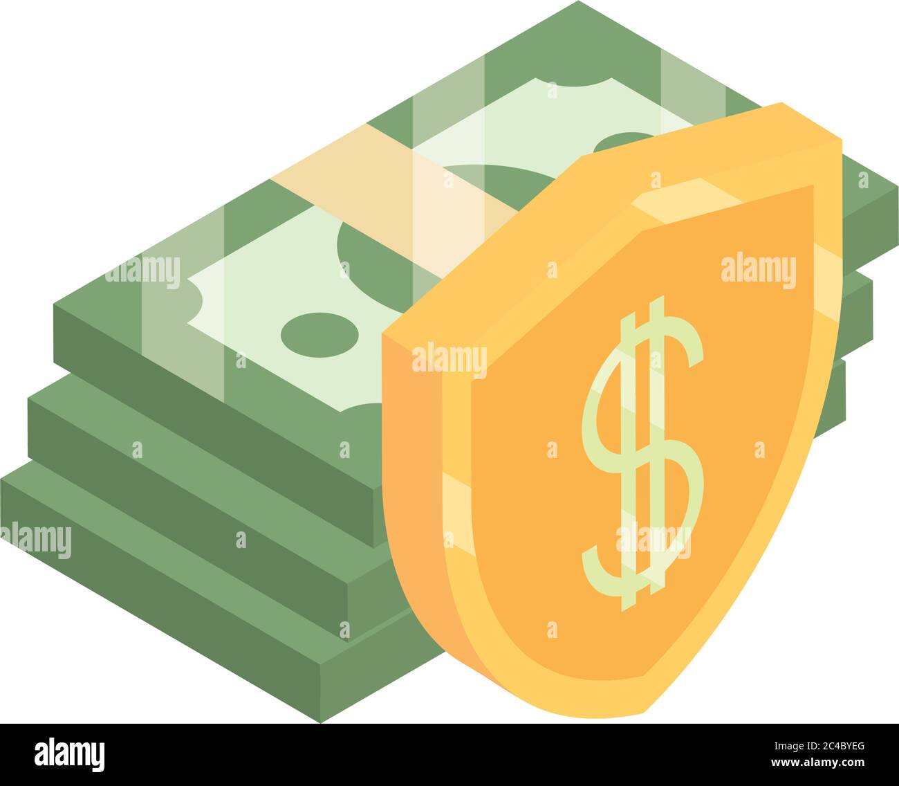 isometric money cash currency stack of banknote protection isolated on ...