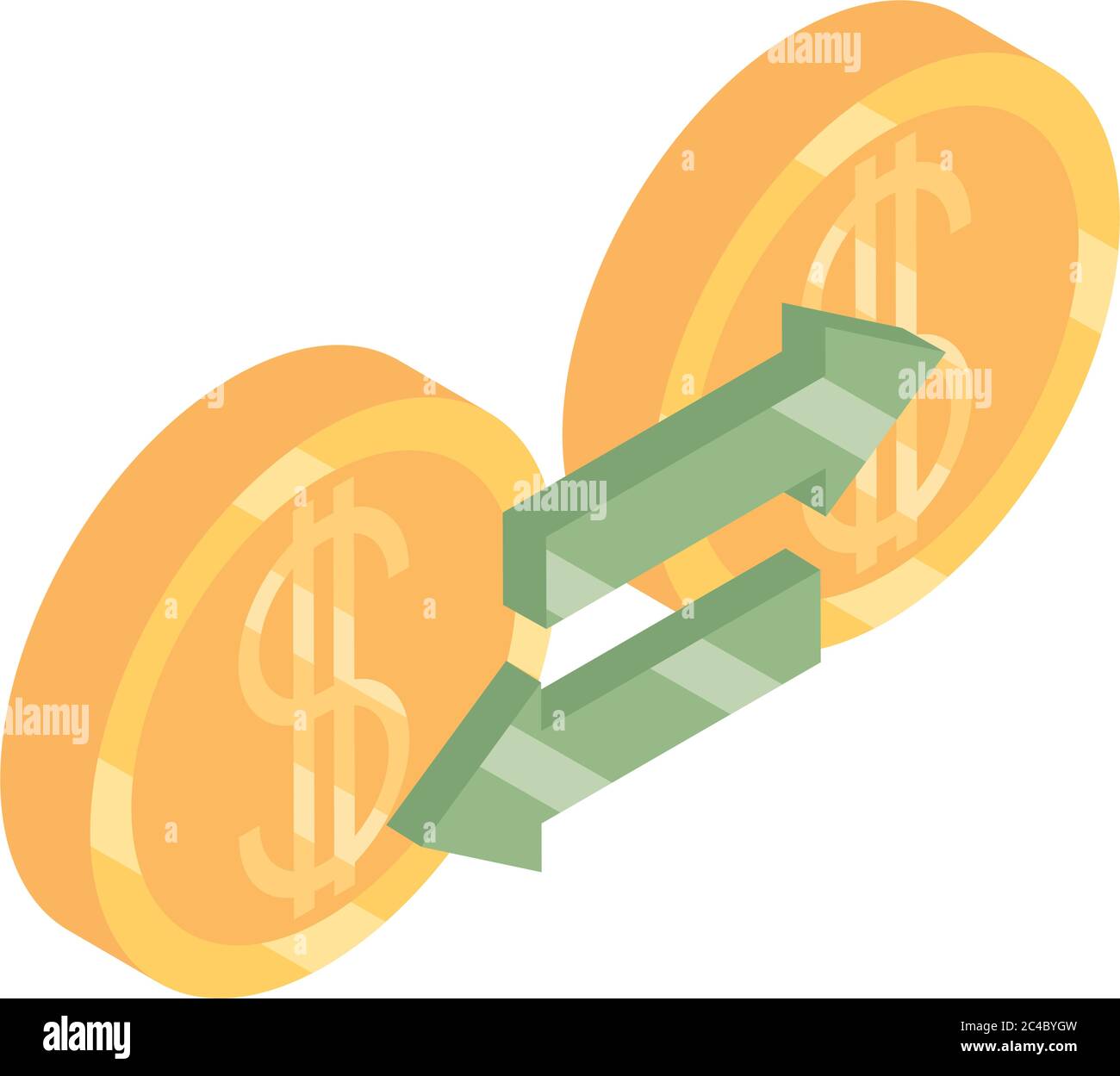 isometric money cash currency exchange coins isolated on white ...