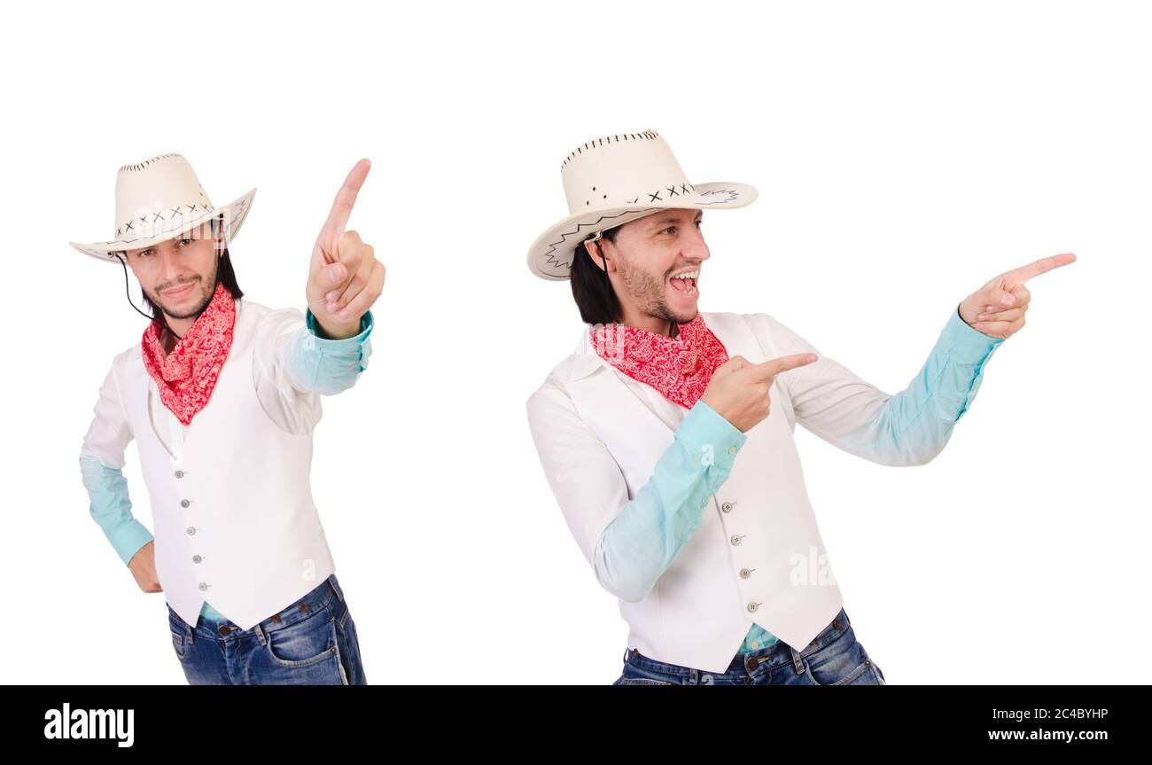 The cowboy isolated on the white background Stock Photo - Alamy