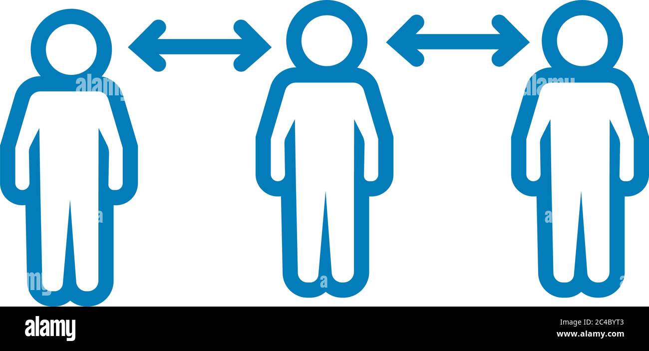 figures humans with arrows social distance line style vector ...