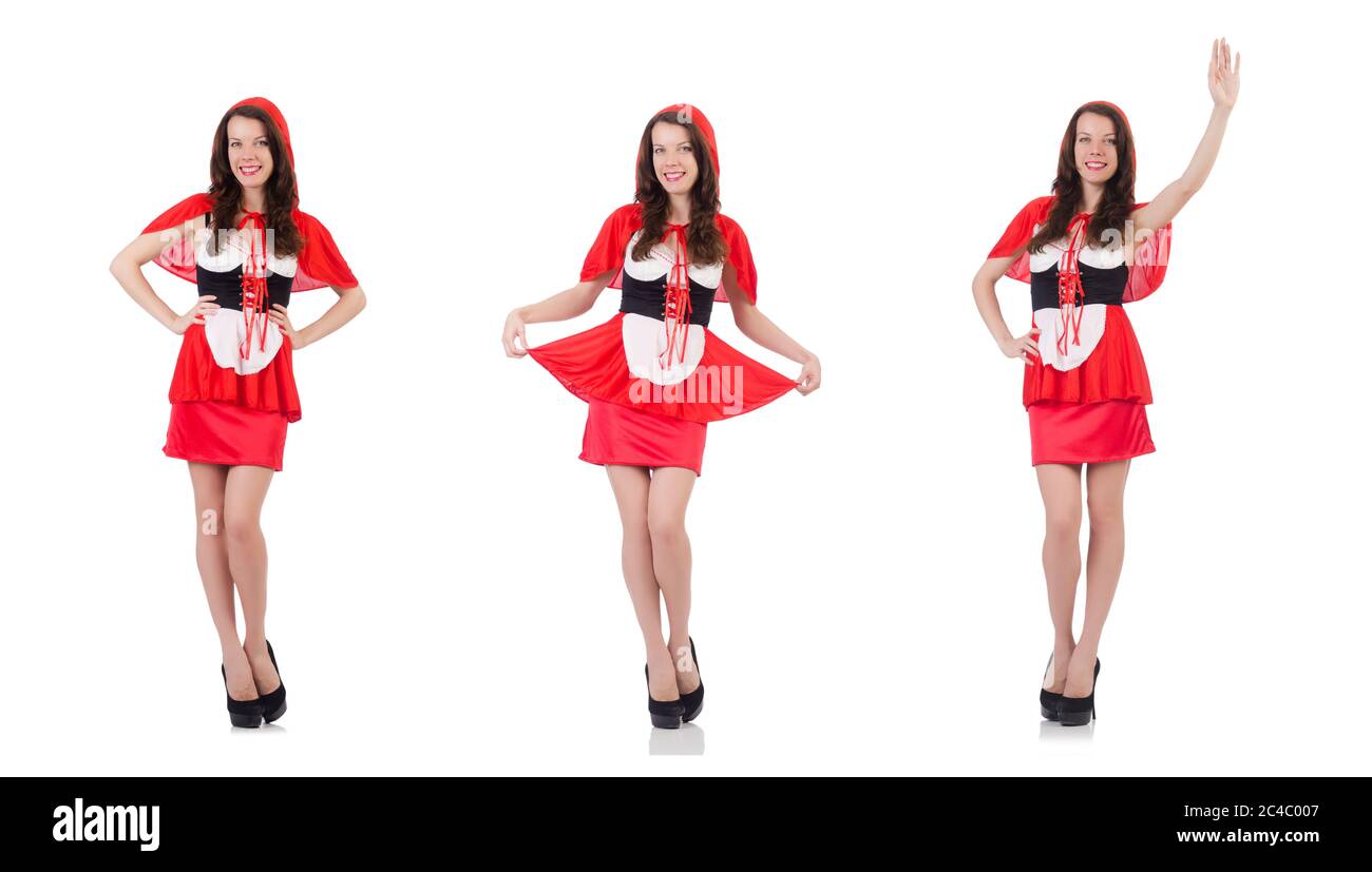 The little red riding hood isolated on white Stock Photo - Alamy
