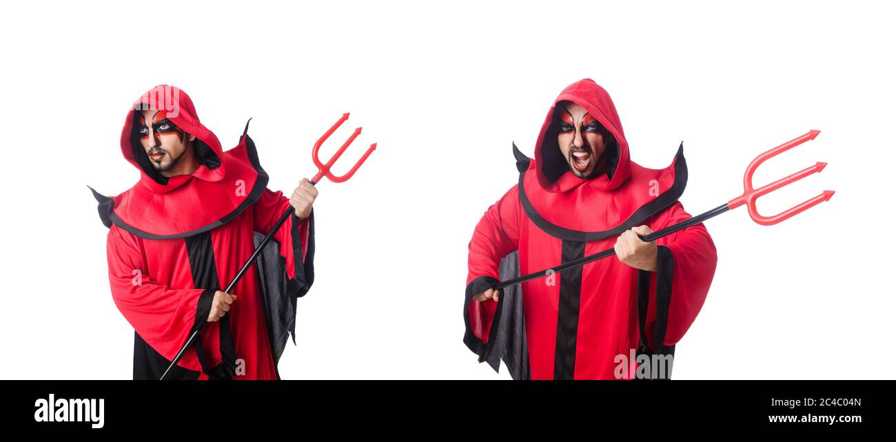 The man devil in red costume Stock Photo - Alamy