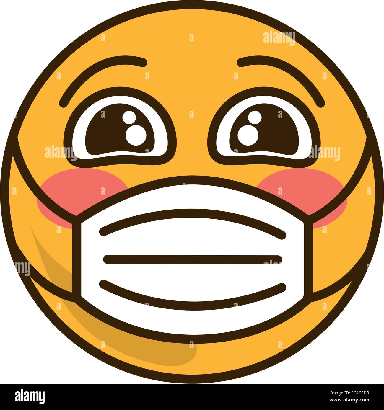 emoticon with medical mask coronavirus covid-19 pandemic, flat cartoon ...