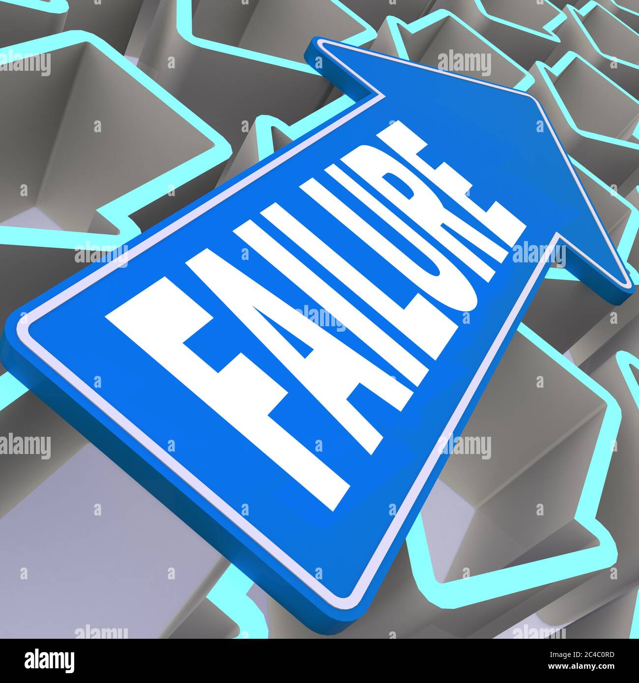 Failure word with blue arrow, 3D rendering Stock Photo - Alamy