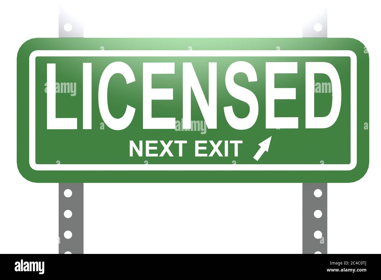 Licensed word with green sign board isolated , 3D rendering Stock Photo ...
