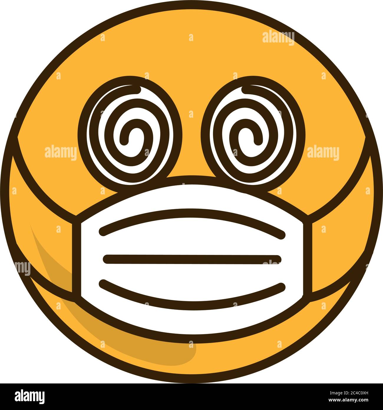 emoticon dizzy with medical mask coronavirus covid-19 pandemic, flat ...