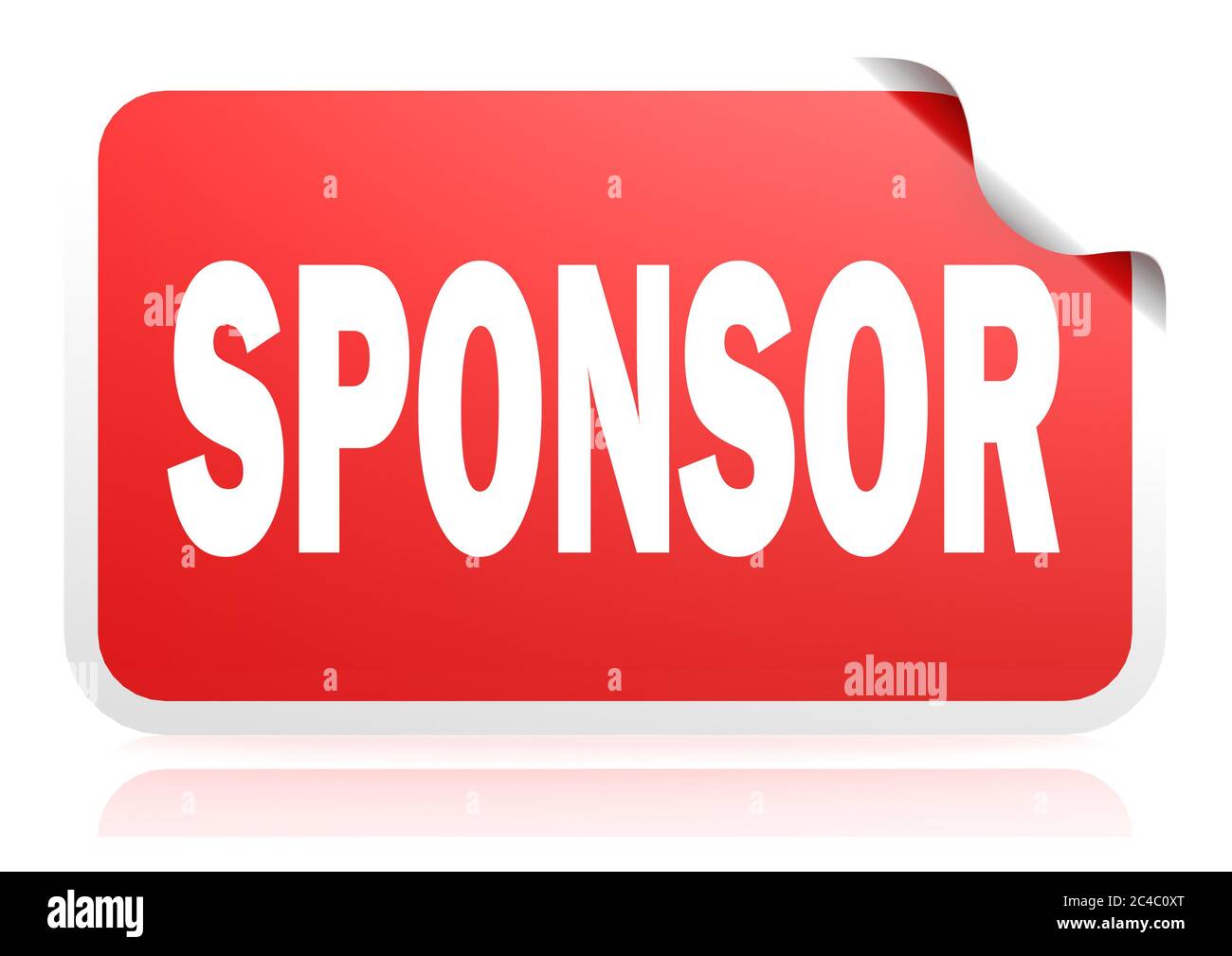 Sponsor red square banner, 3D rendering Stock Photo - Alamy