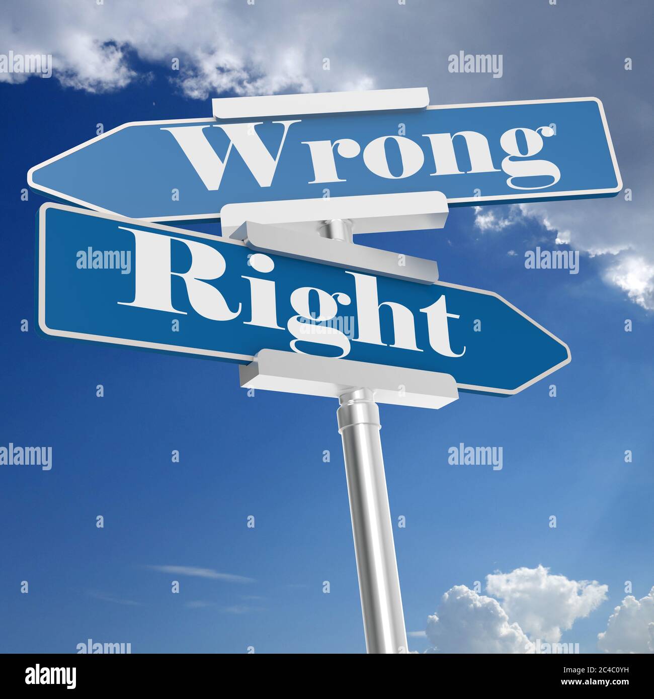 Wrong and right signs with blue sky, 3D rendering Stock Photo - Alamy