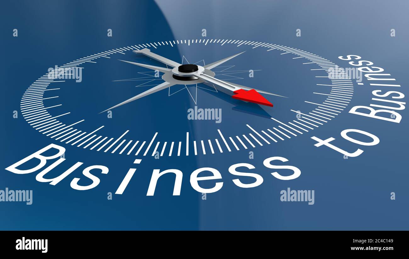 Blue compass with Business to Business word, 3D rendering Stock Photo ...