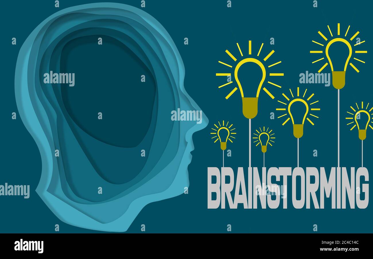 Brainstorming, human head with light bulb, 3D rendering Stock Photo - Alamy