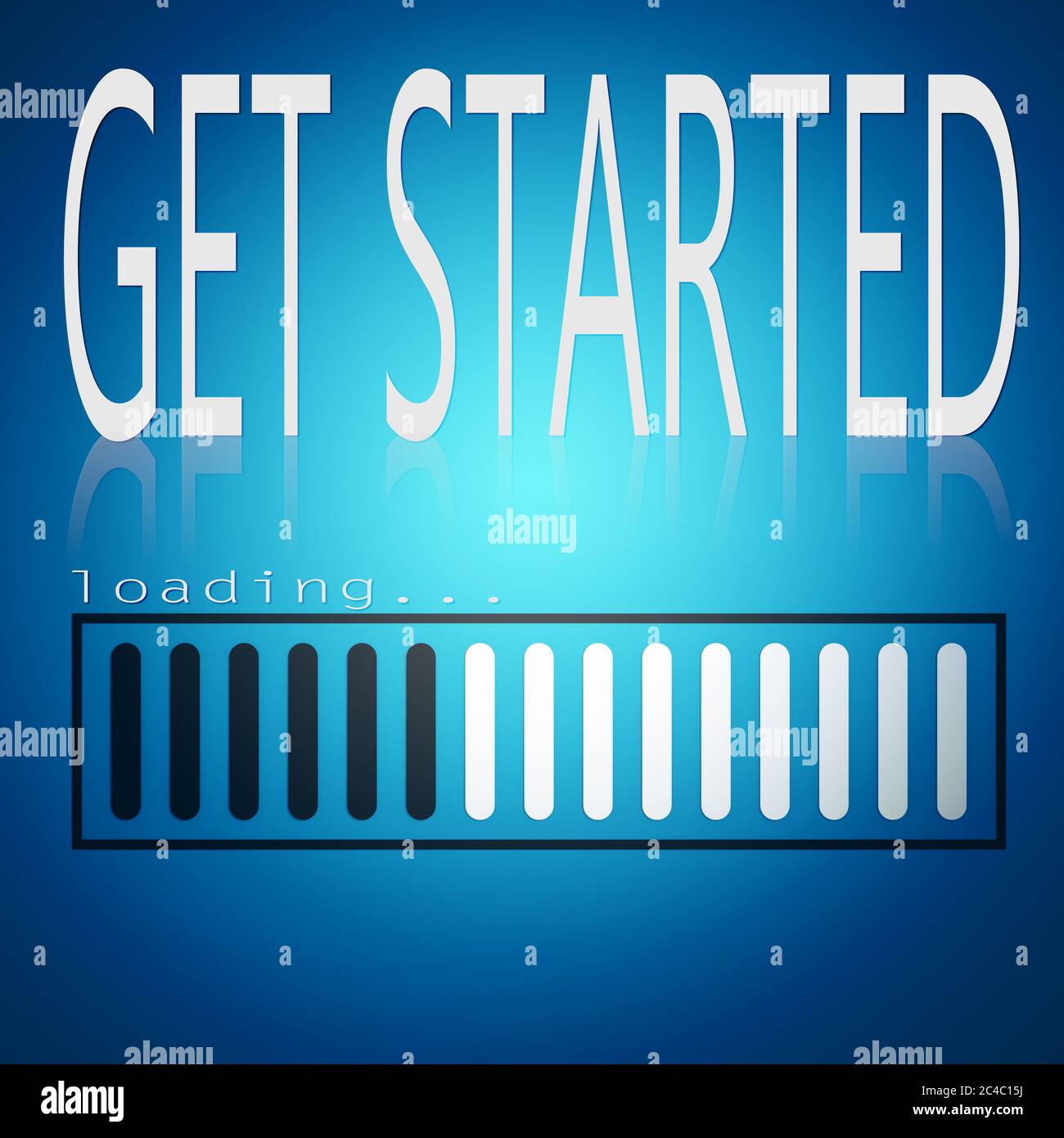 Get started word with blue loading bar, 3D rendering Stock Photo - Alamy