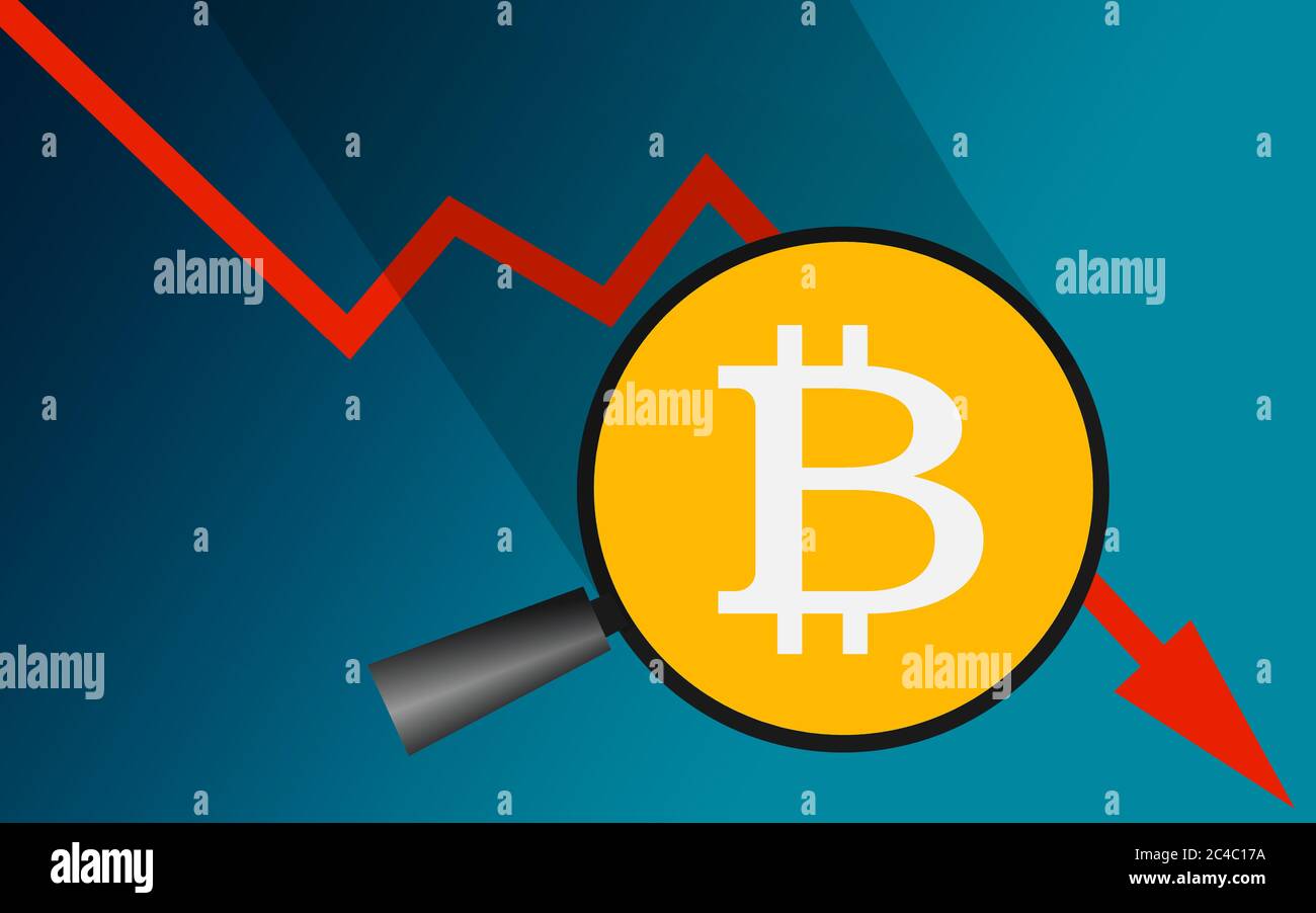 Bitcoin fall with red sales arrow down, 3D rendering Stock Photo - Alamy