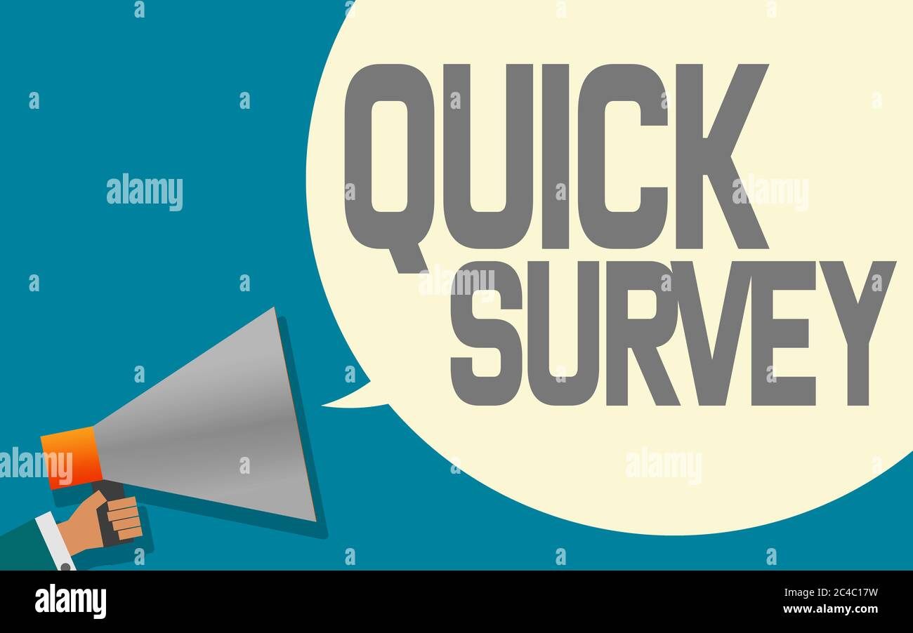 Megaphone with Quick survey speech bubble, 3D rendering Stock Photo - Alamy