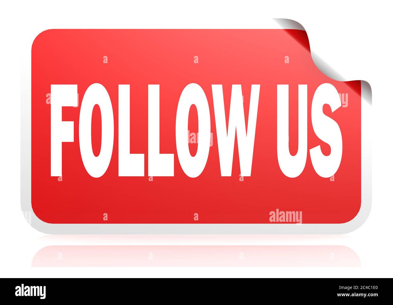 Follow us red square banner, 3D rendering Stock Photo - Alamy