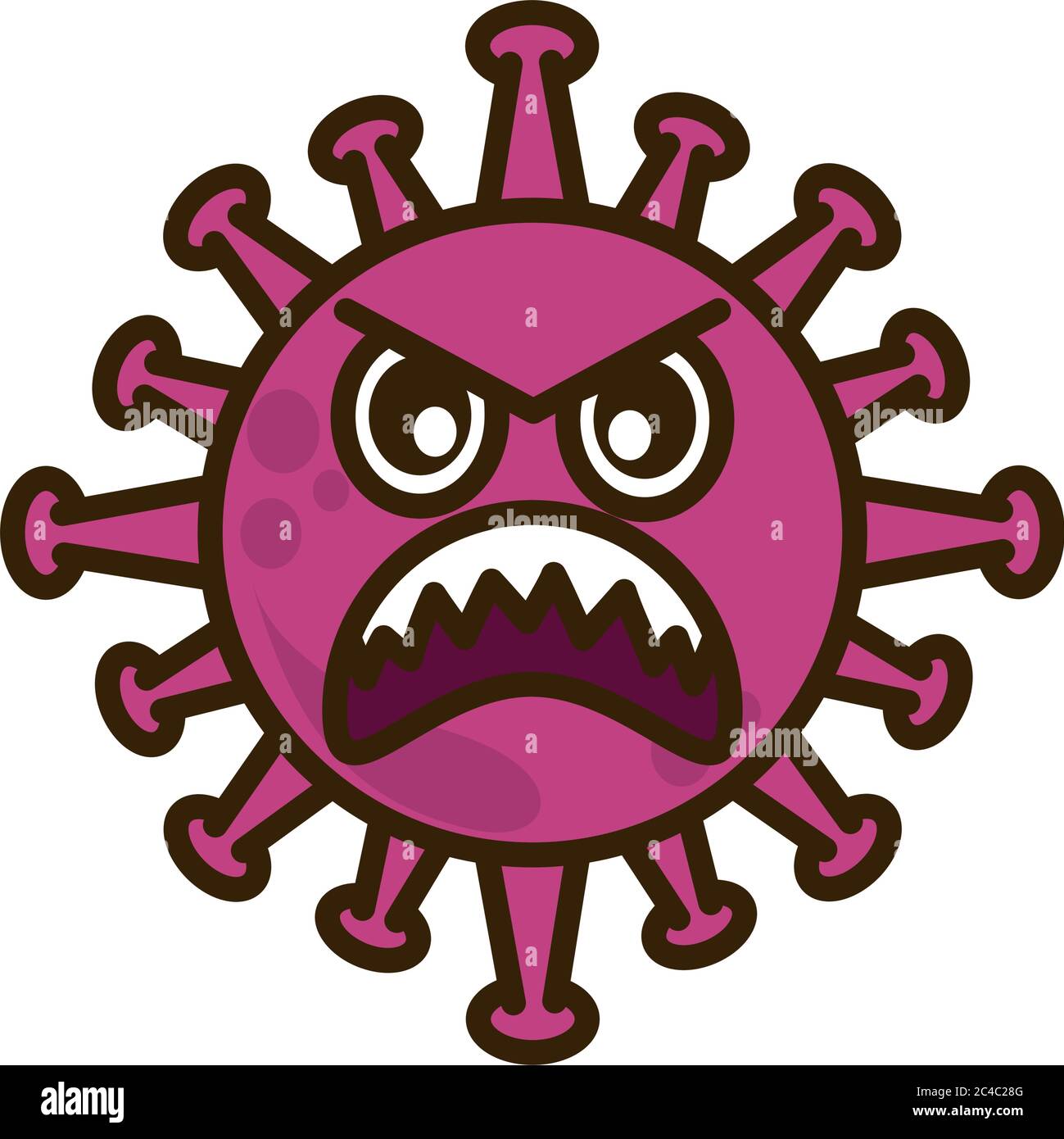 virus emoticon, covid-19 emoji character infection, angry face, flat ...
