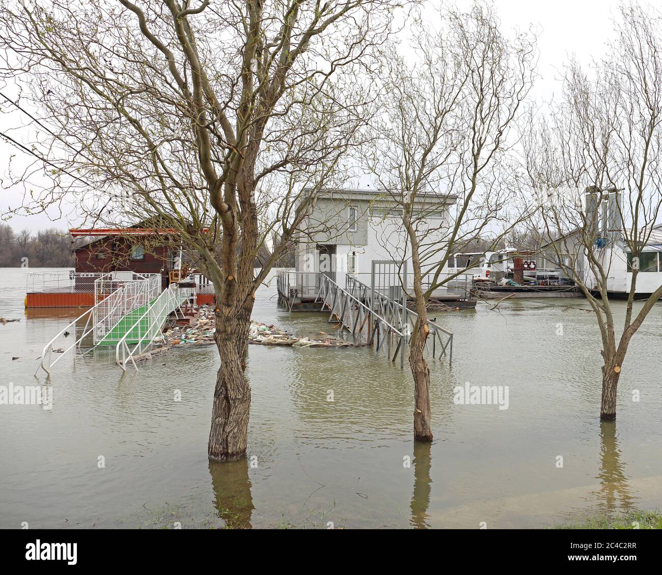 Big Water Floods at Danube River Bad Weather Stock Photo - Alamy