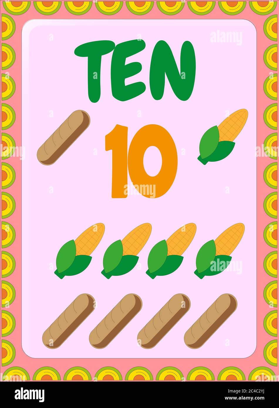 Preschool and toddler math with toast and corn design Stock Vector ...