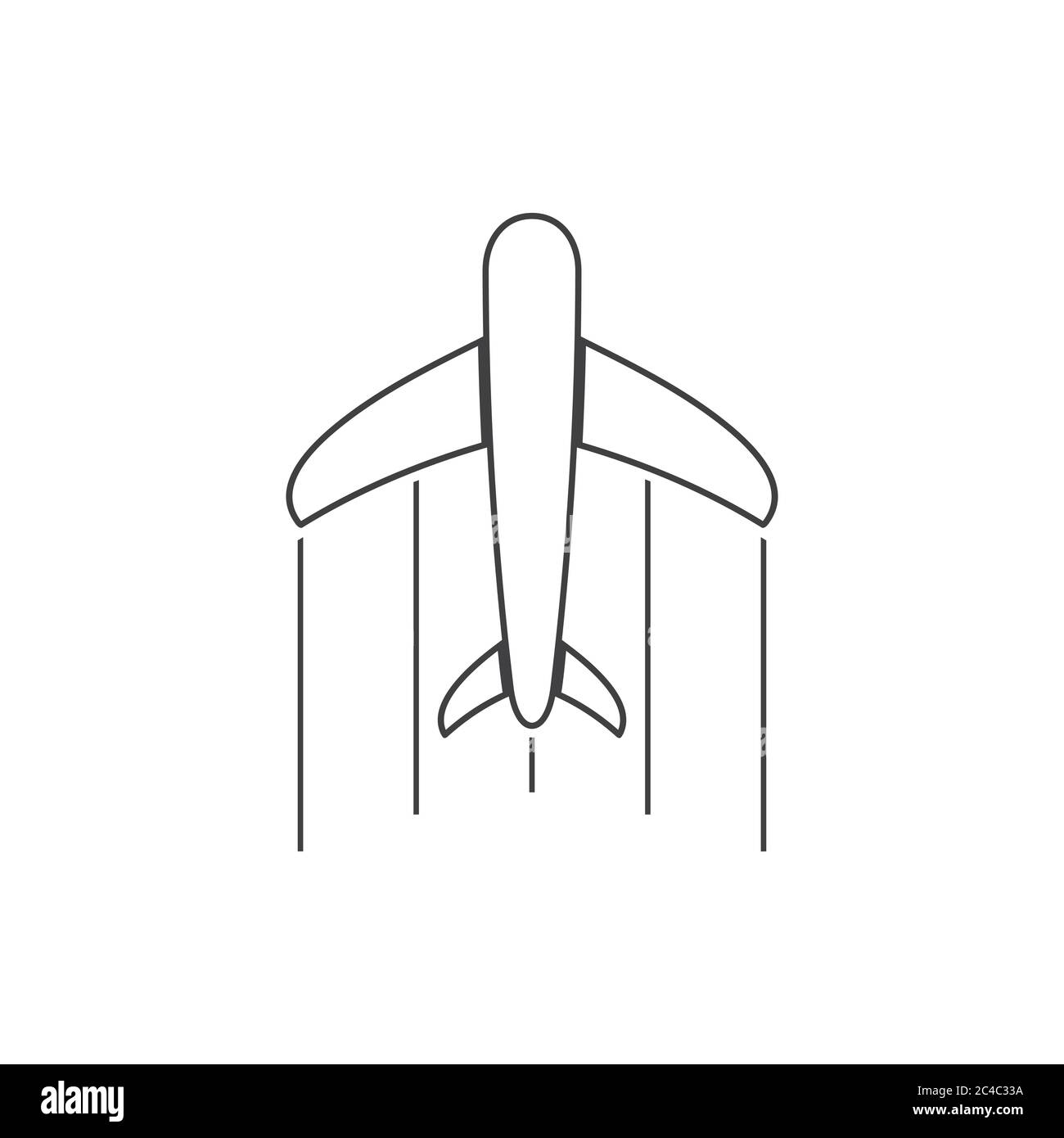 simple cute airplane thin line art symbol icon vector Stock Vector ...