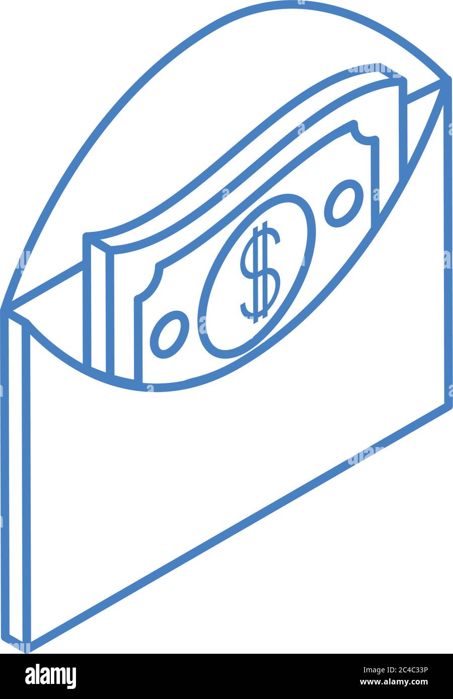 isometric money cash currency envelope with banknote isolated on white ...
