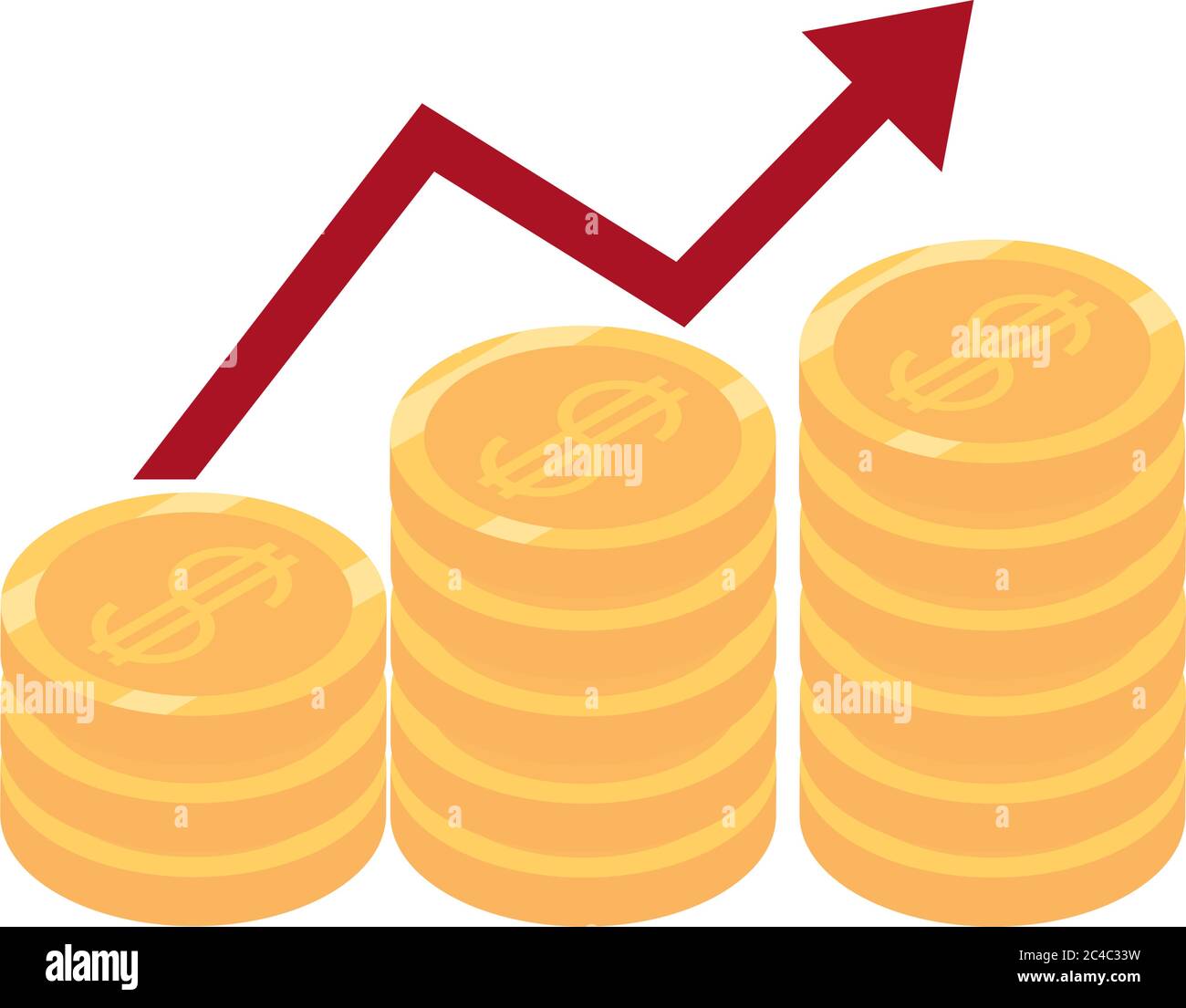 isometric money cash currency profit arrow coins chart isolated on ...