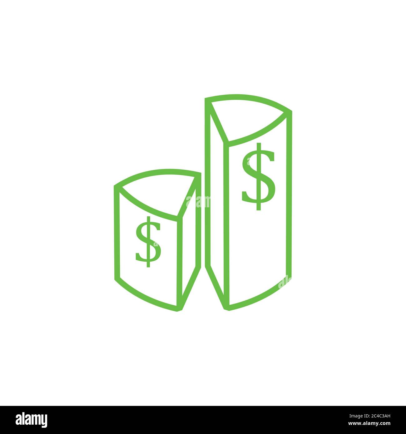 simple money dollar bar chart 3d line illustration vector Stock Vector ...