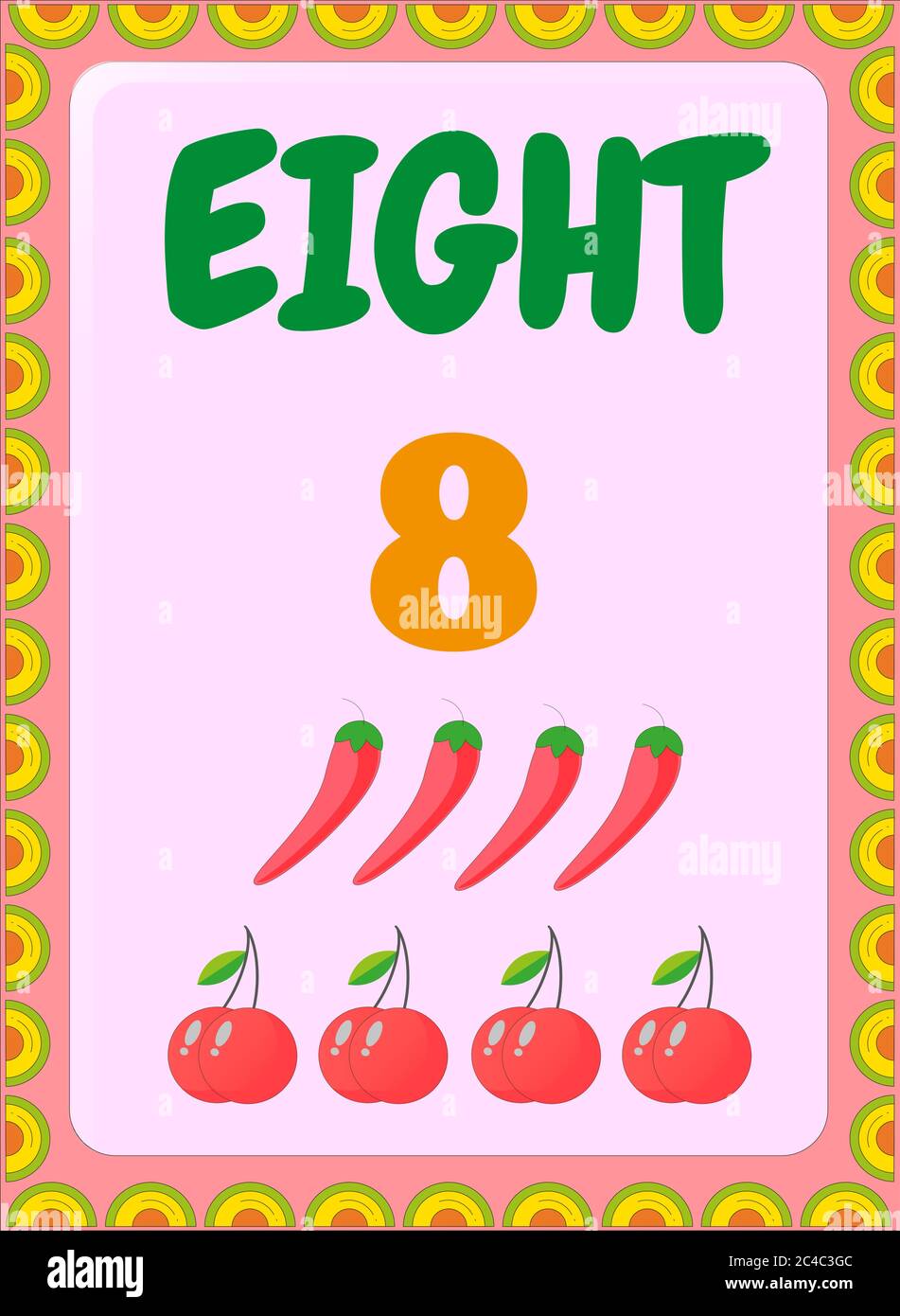 Preschool and toddler math with cherry and chili design Stock Vector ...
