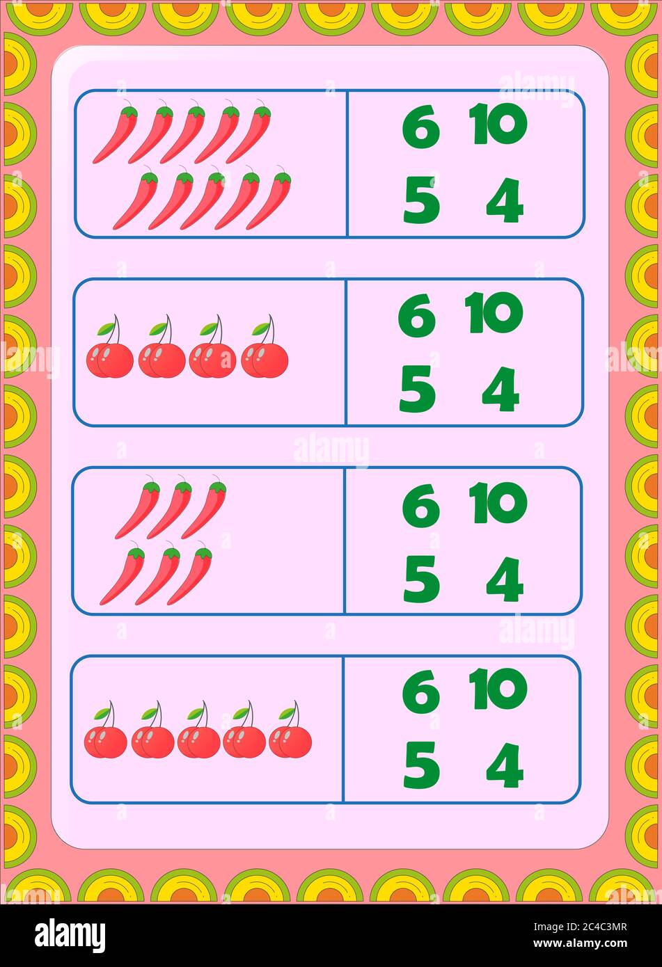 Preschool and toddler math with cherry and chili design Stock Vector ...