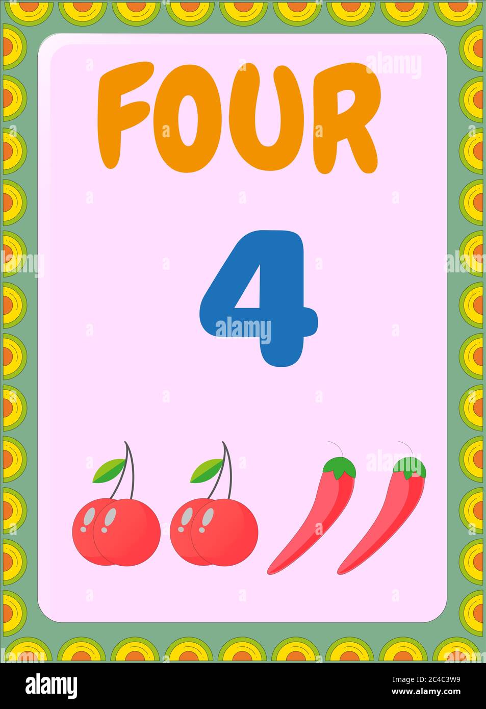 Preschool and toddler math with cherry and chili design Stock Vector ...