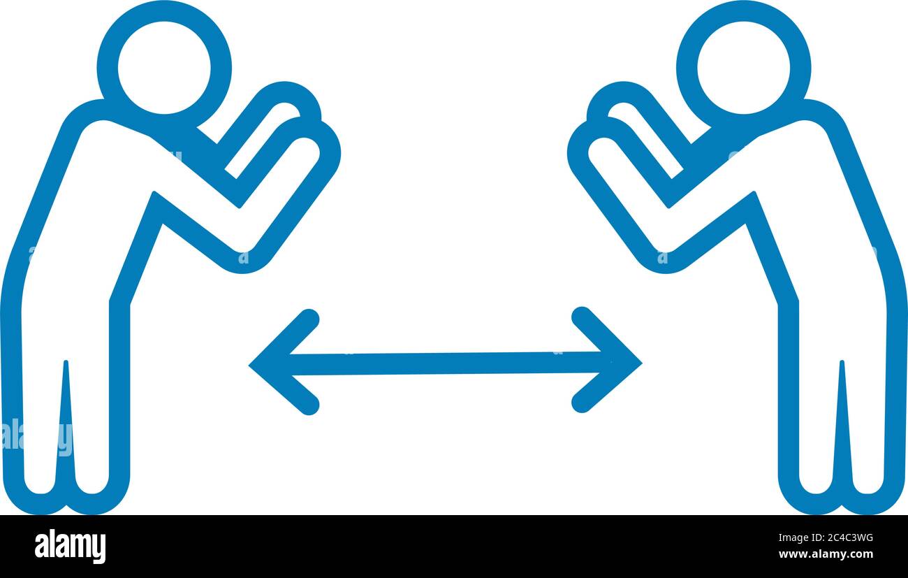 figures humans with arrows social distance line style vector ...