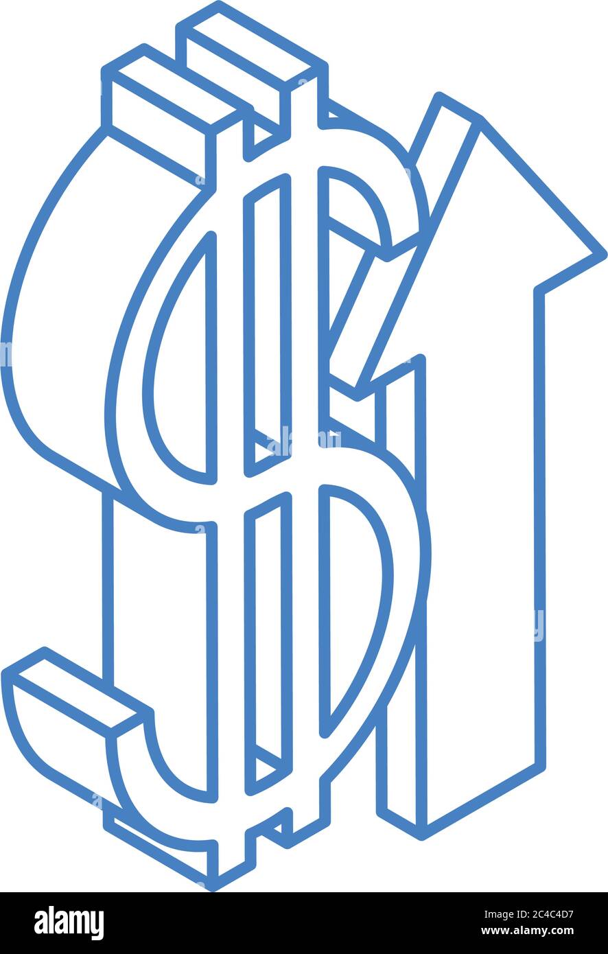 isometric money cash currency growthing arrow dollar financial isolated ...