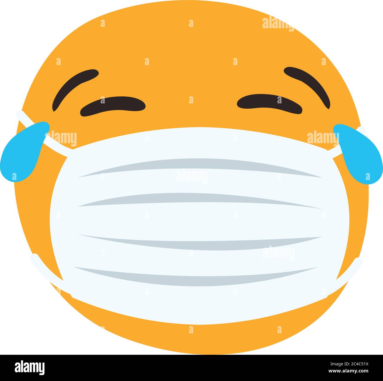 emoji wearing medical mask crying hand draw style vector illustration ...