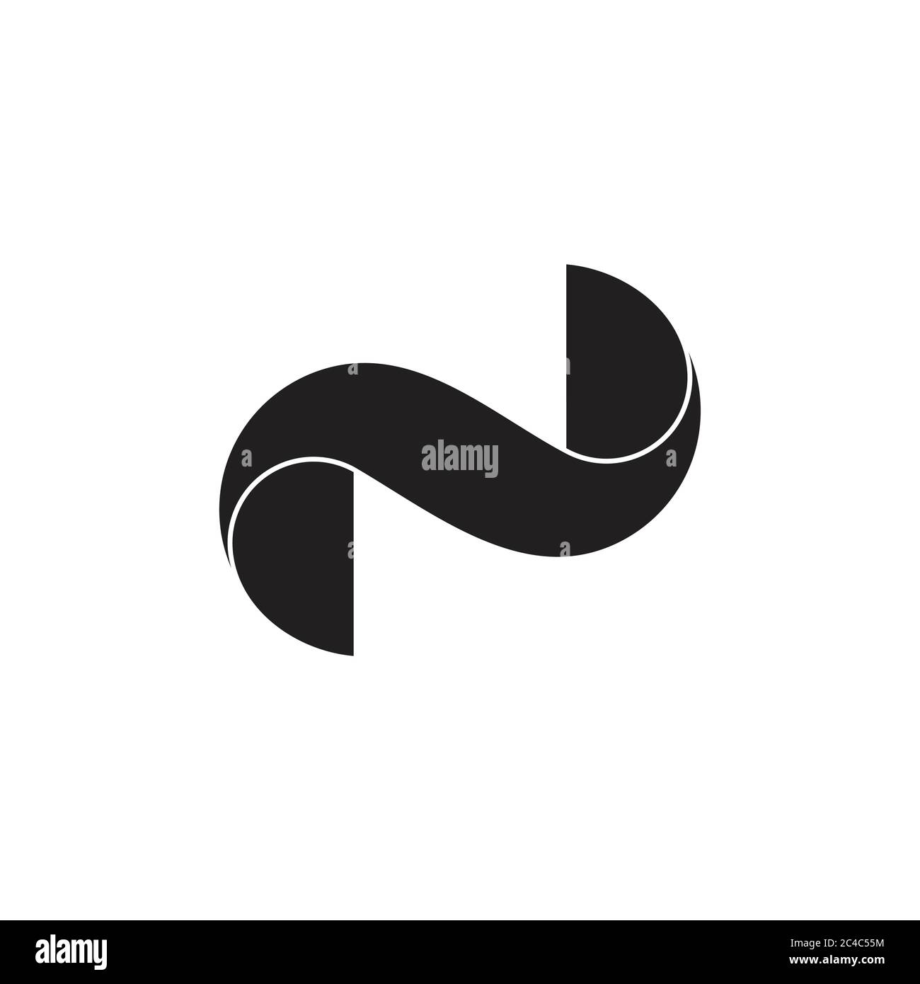 letter n wavy flat 3d logo vector Stock Vector Image & Art - Alamy