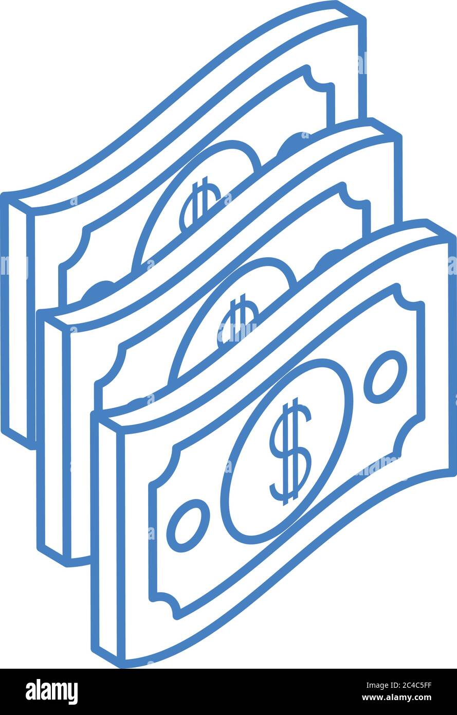 isometric money cash currency banknotes isolated on white background ...