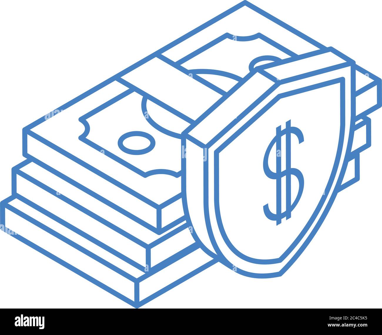 isometric money cash currency stack of banknote protection isolated on ...