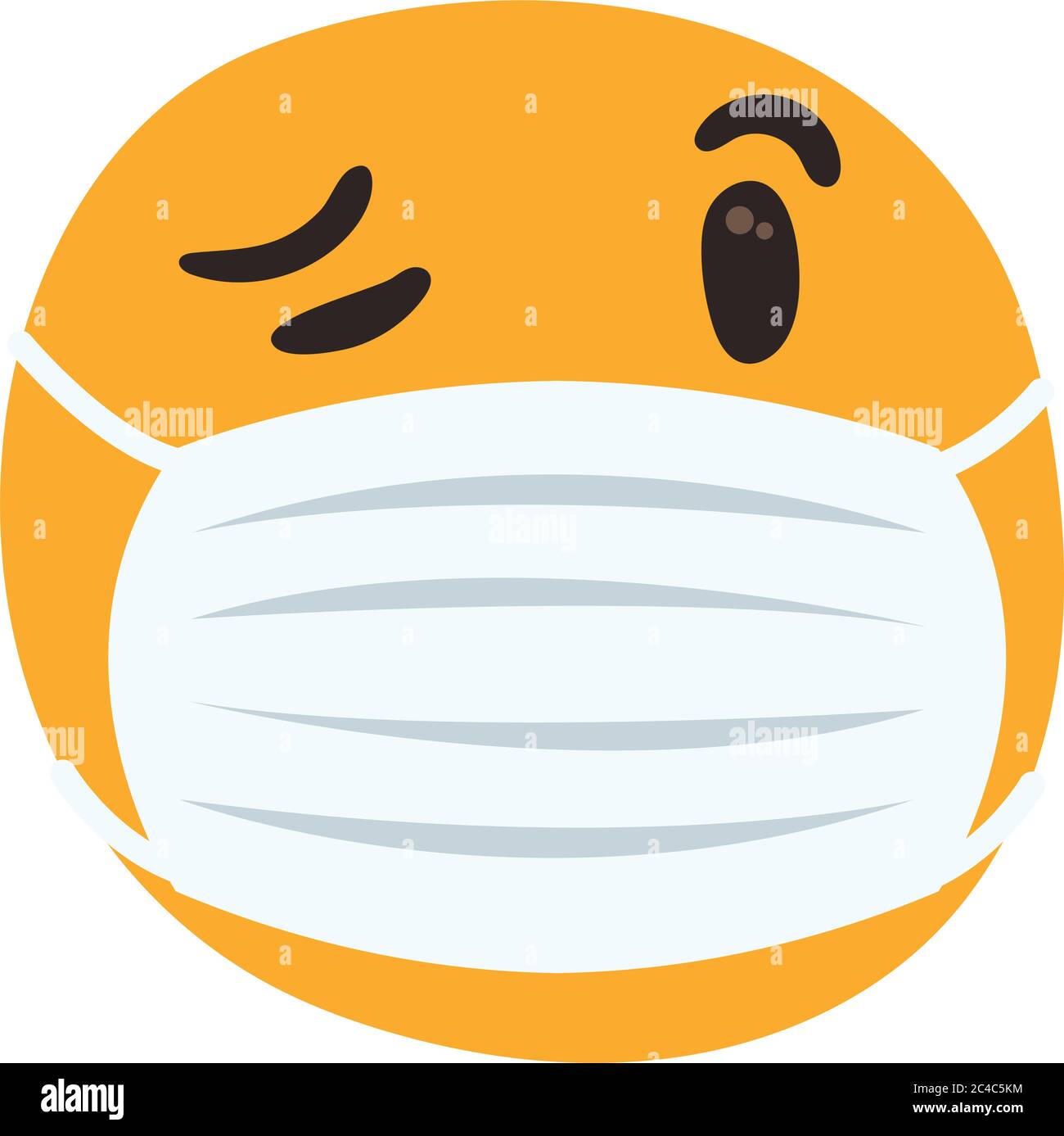 emoji wearing medical mask hand draw style vector illustration design ...