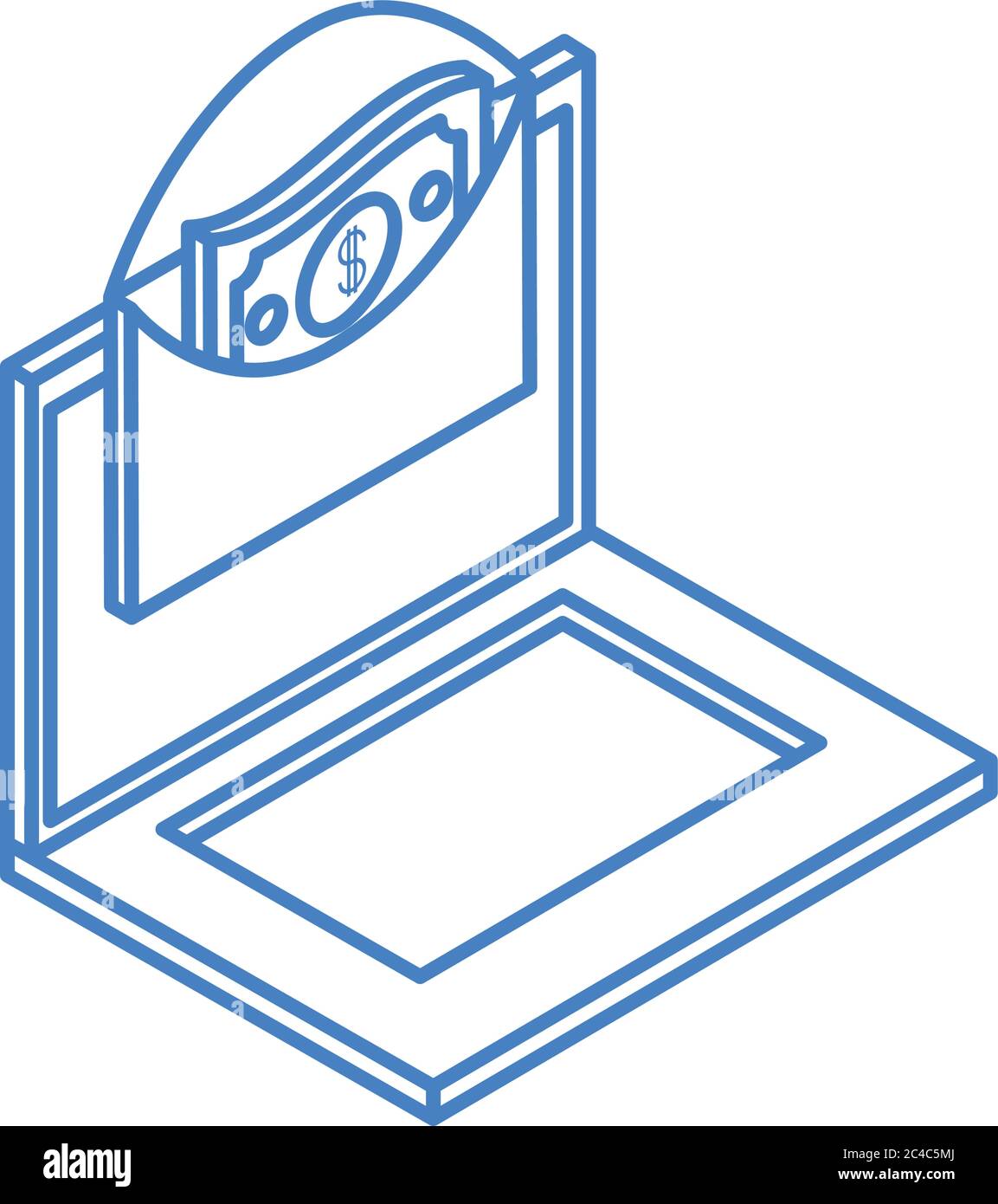 isometric money cash currency laptop banknote investment isolated on ...