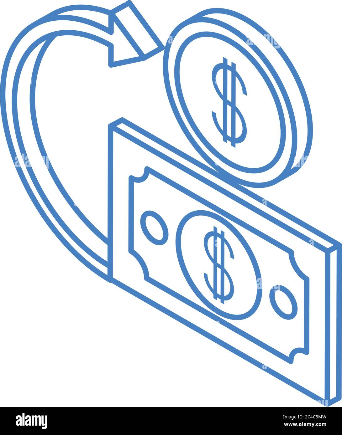 isometric money cash currency banknote coin exchange isolated on white ...