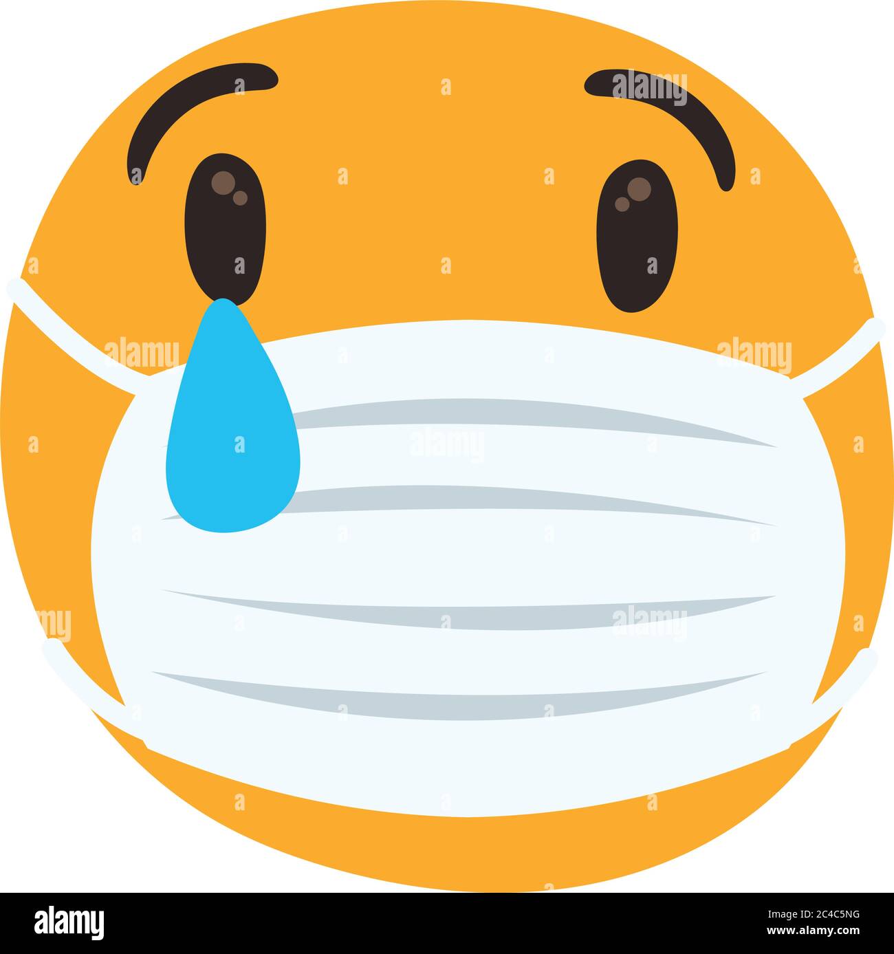 emoji wearing medical mask crying hand draw style vector illustration ...