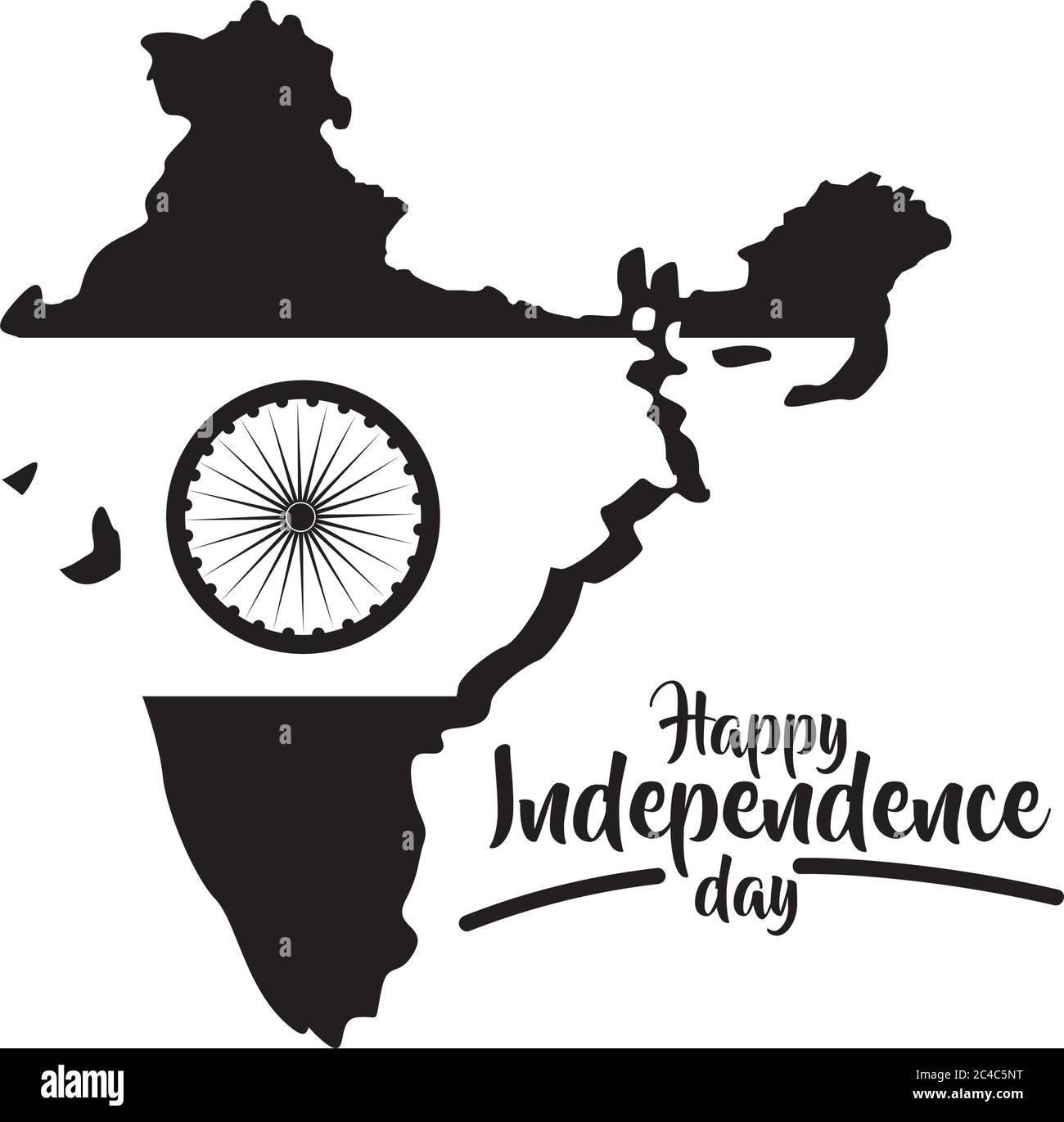 india independence day celebration with map silhouette style vector ...