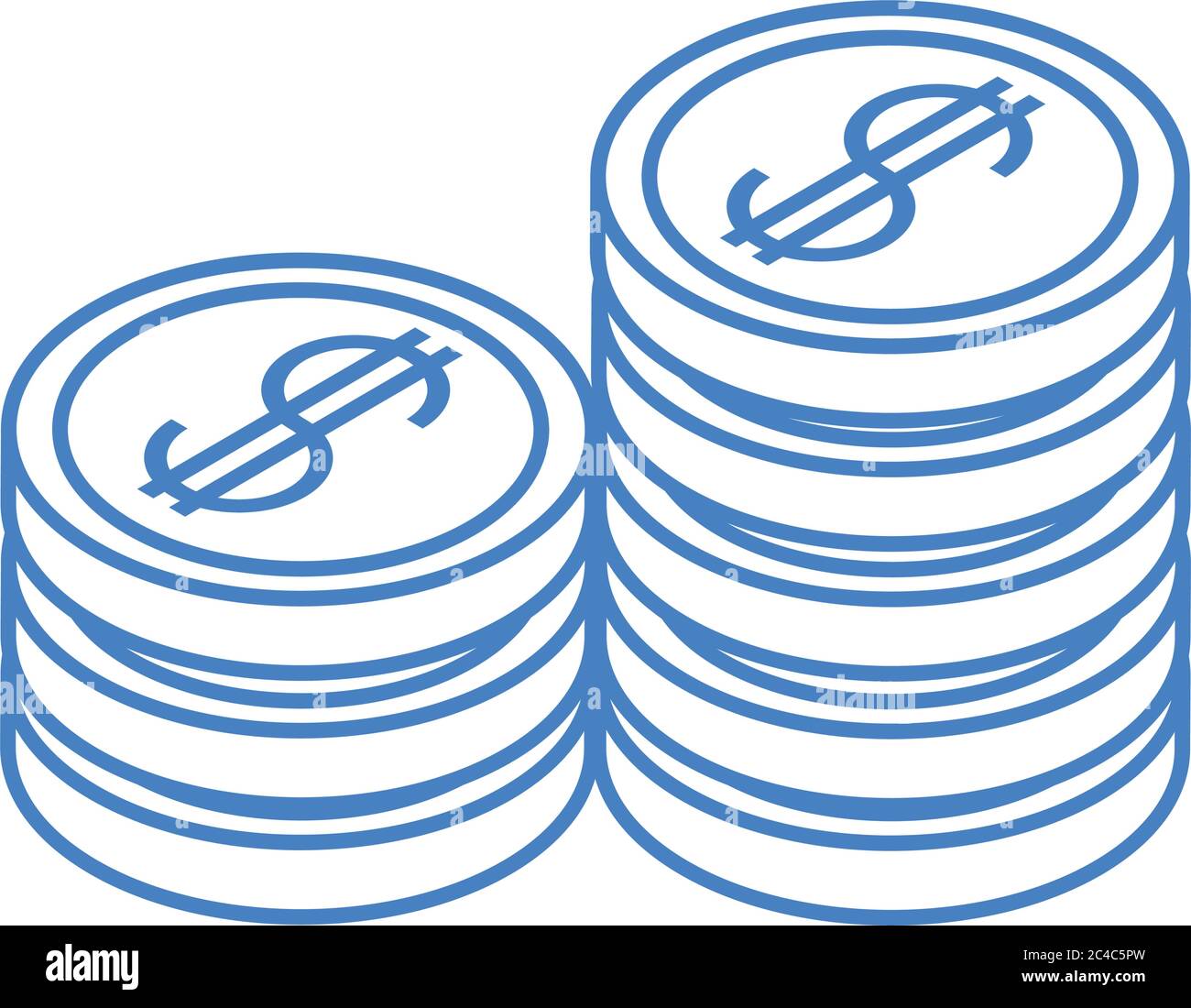 isometric money cash currency stack of coins isolated on white ...