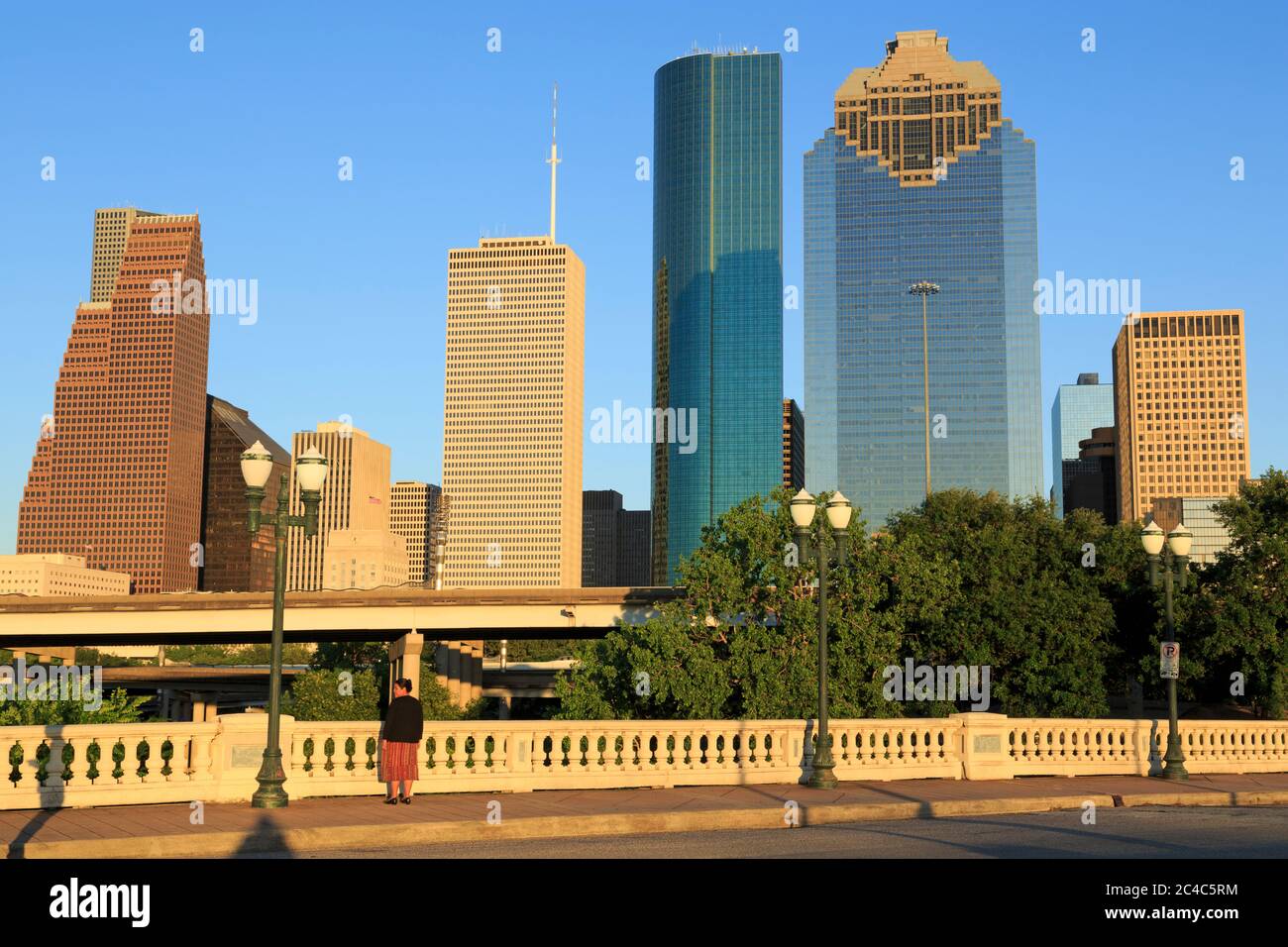 Sabine Bridge & Houston skyline,Texas,USA Stock Photo - Alamy