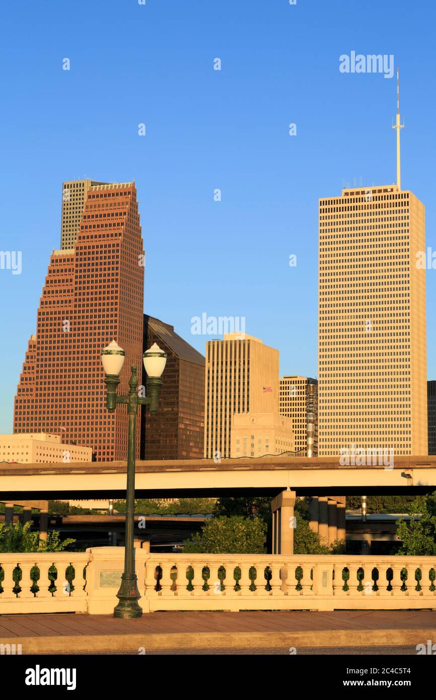 Sabine Bridge & Houston skyline,Texas,USA Stock Photo - Alamy