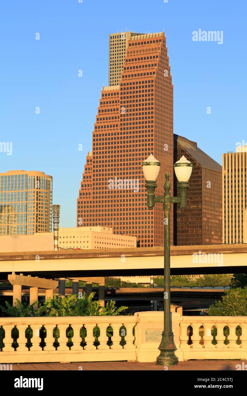 Sabine Bridge & Houston skyline,Texas,USA Stock Photo - Alamy