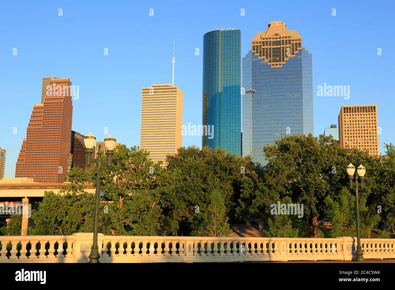 Sabine Bridge & Houston skyline,Texas,USA Stock Photo - Alamy