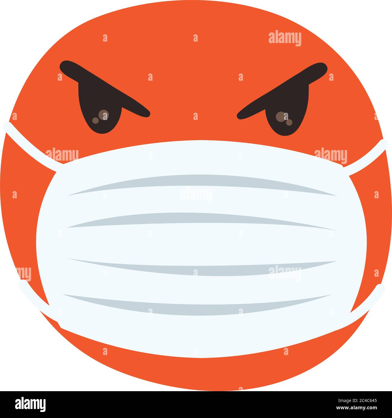 emoji angry wearing medical mask hand draw style vector illustration ...