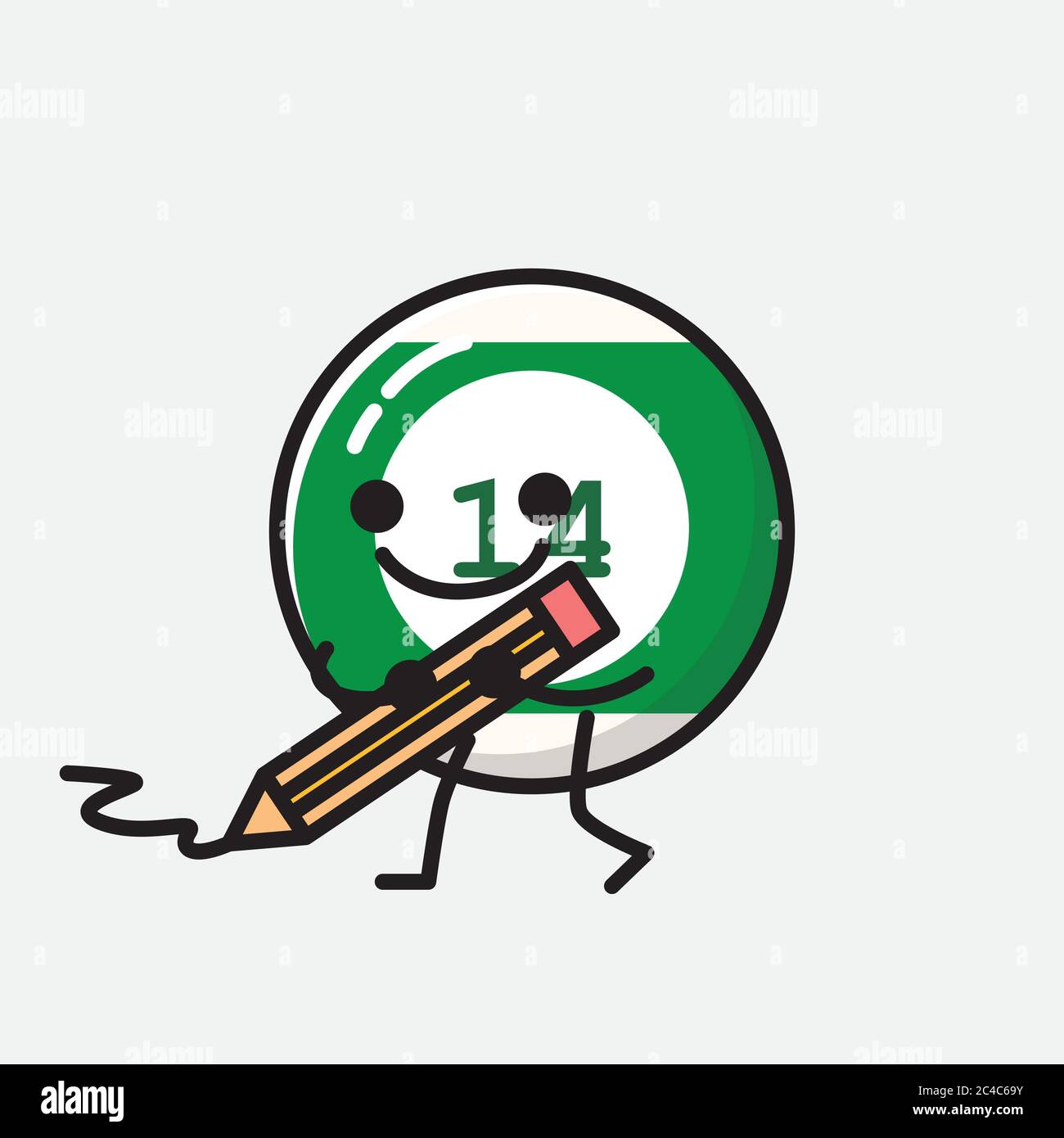 An illustration of Cute Billiard Ball Mascot Vector Character in Flat ...