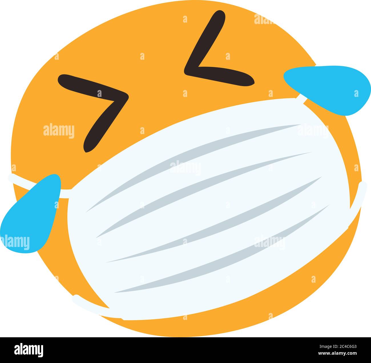 emoji wearing medical mask crying hand draw style vector illustration ...